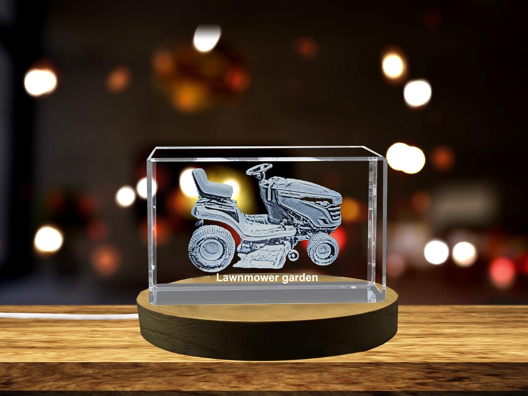 3D Engraved Lawnmower Crystal Trophy – LED Light, Garden Decor - Etsy