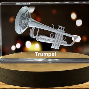 Trumpet 3D Engraved Crystal 3D Engraved Crystal Keepsake/gift/decor ...