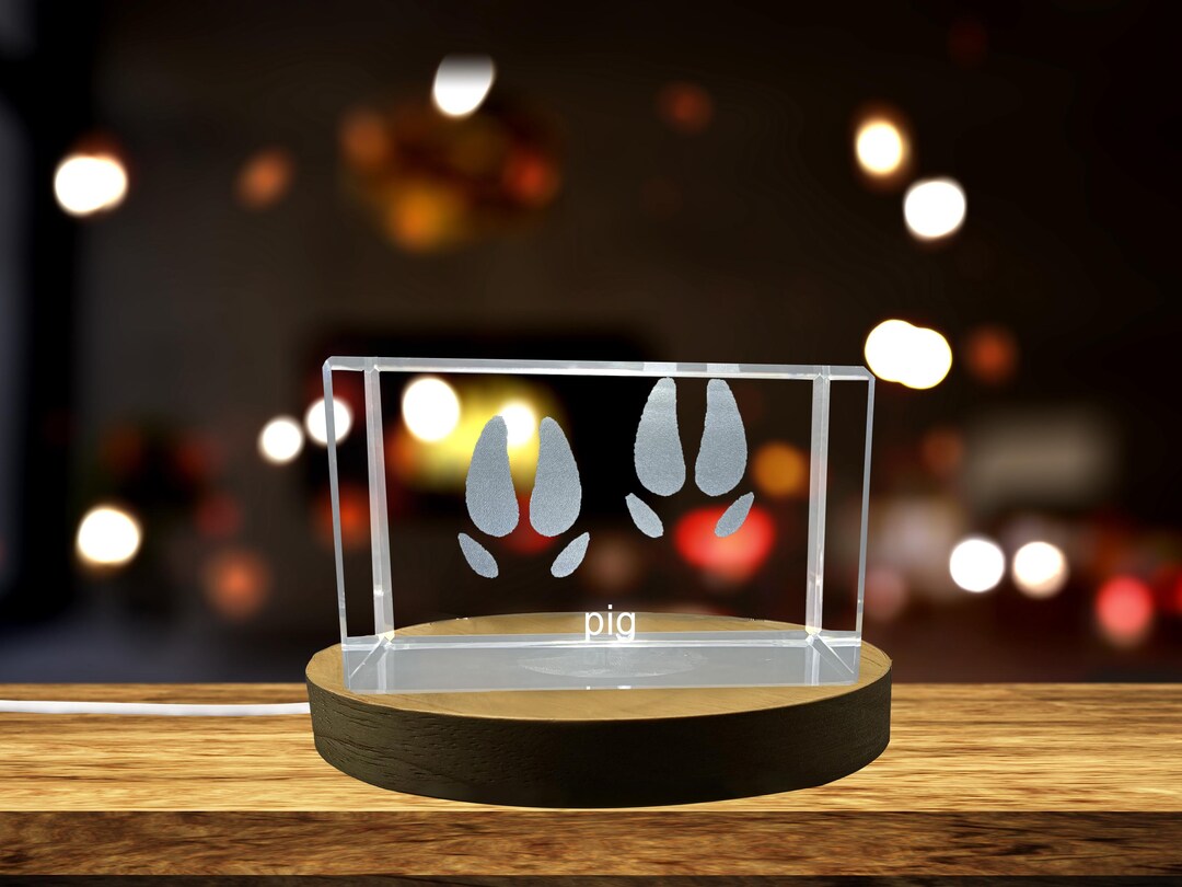 Pig Hoof Print Crystal Trophy – 3D Engraved Laser Sculpture for ...