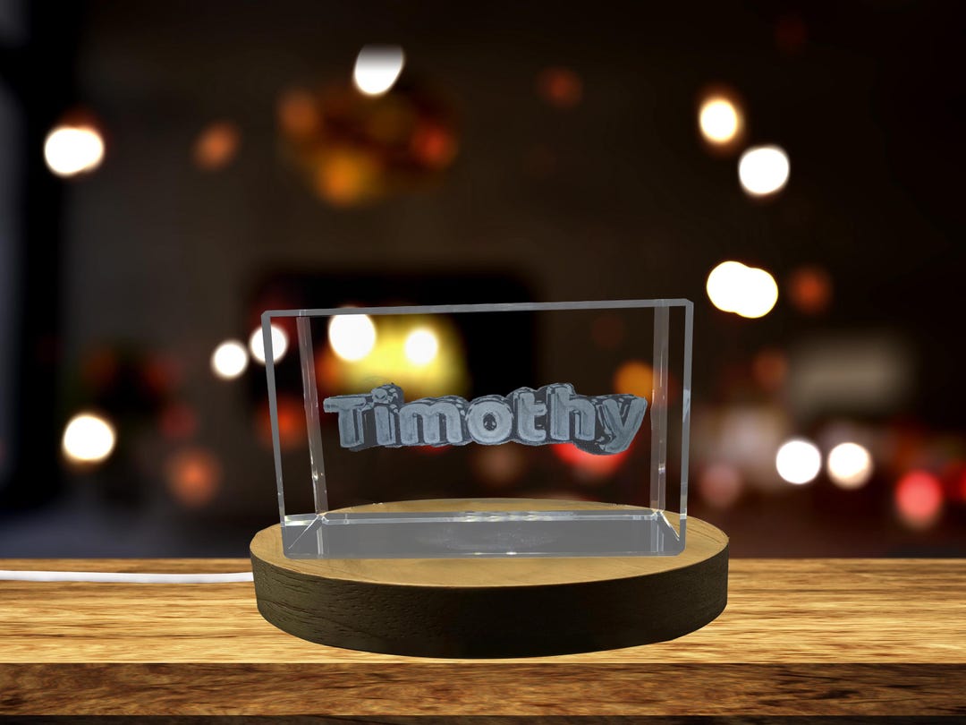 3D Timothy Crystal Award – Engraved Names Art Trophy, LED Light Home ...