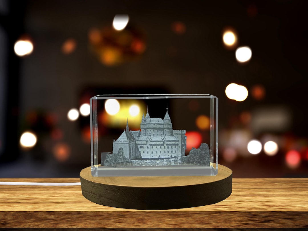 3D Bojnice Castle Engraved Crystal - LED Light Architecture Decor - 3D ...