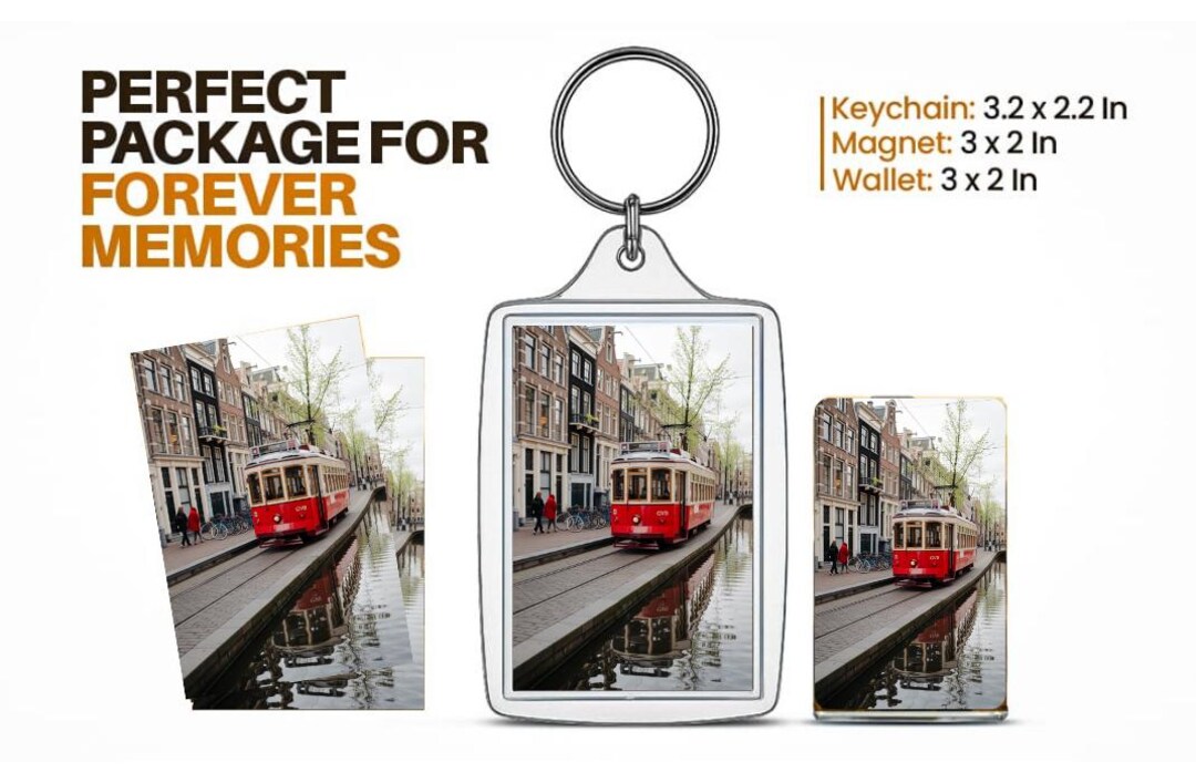 Amsterdam Tram Gift Set – Keychain, Magnet & Photo Wallets ...