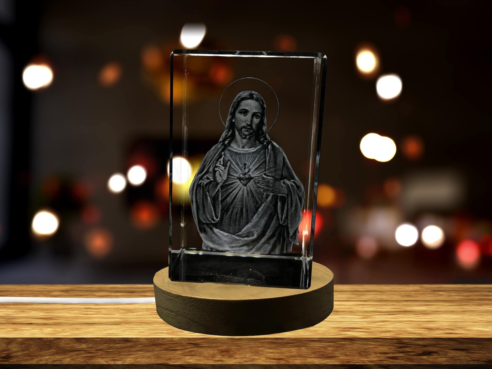 3D Crystal Home Decor Jesus Figurine Statue With LED Light - Trophy ...