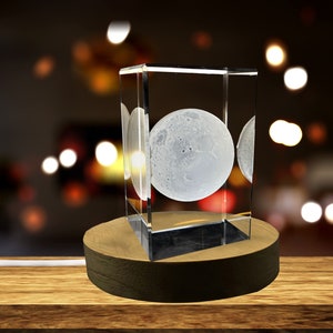 Moon 3D Engraved Crystal Novelty Decor | Unique Recognition Gift - Etsy