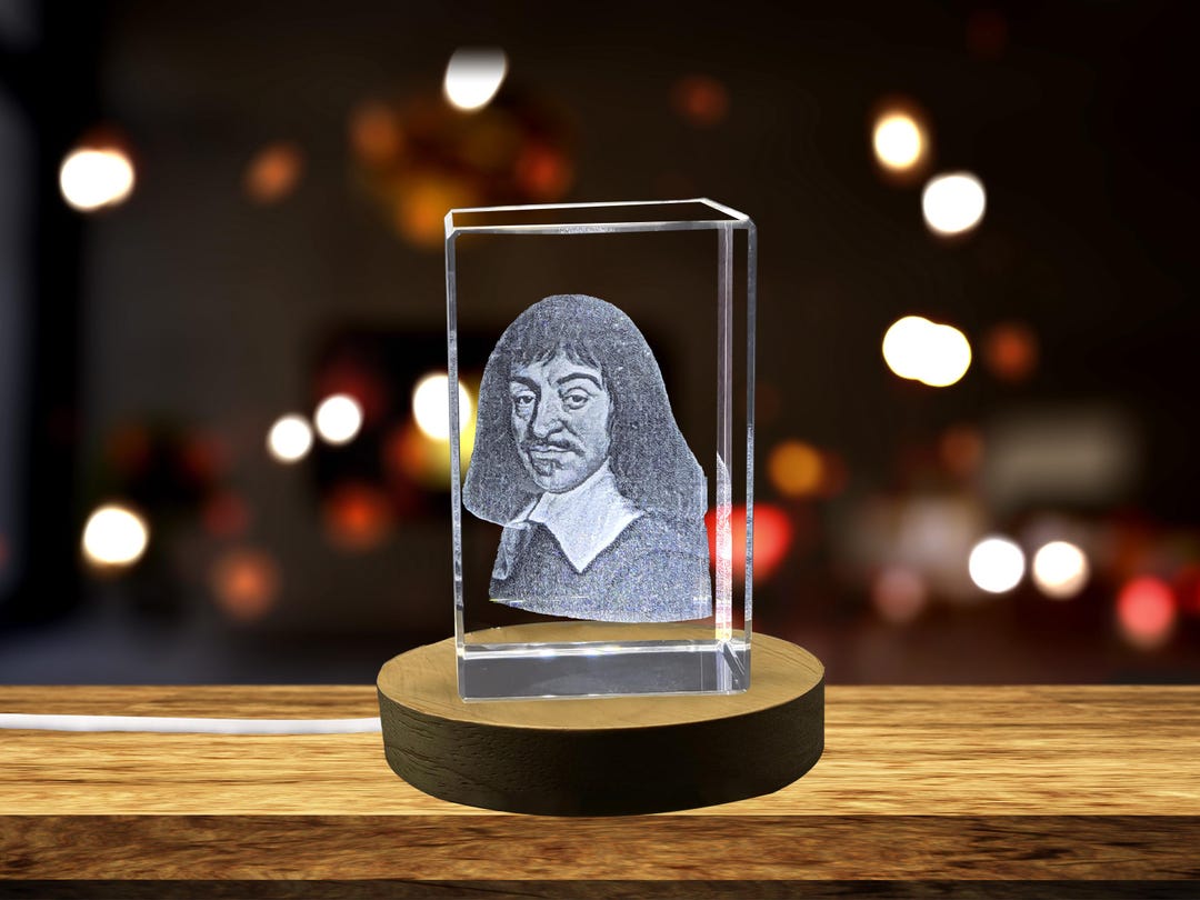 René Descartes 3D Crystal Award: Laser Engraved Philosophy Recognition ...
