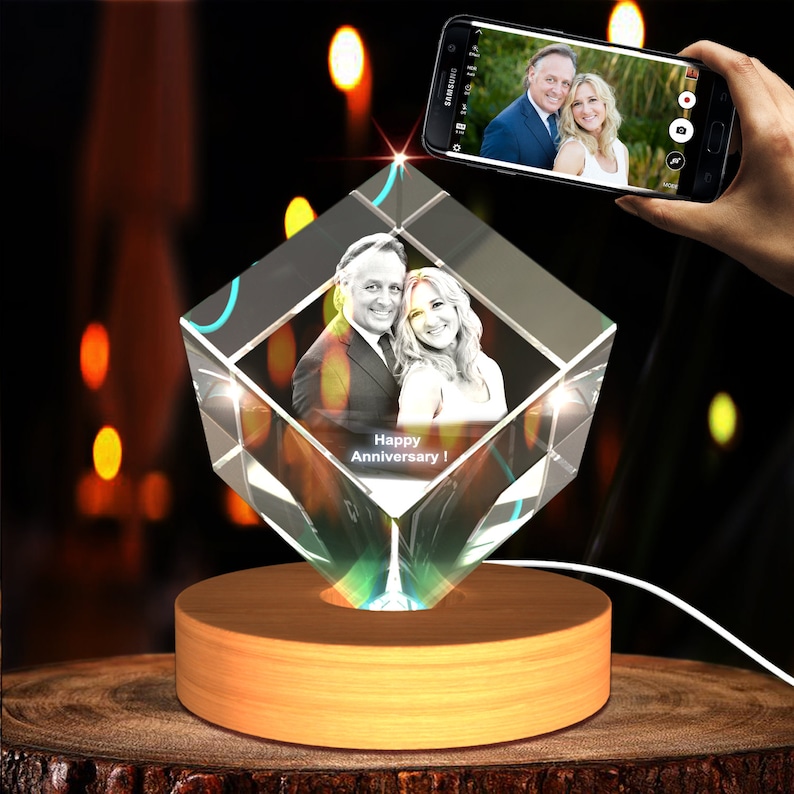 Personalized Anniversary 3D Engraved Crystal Photo Gift - Etsy
