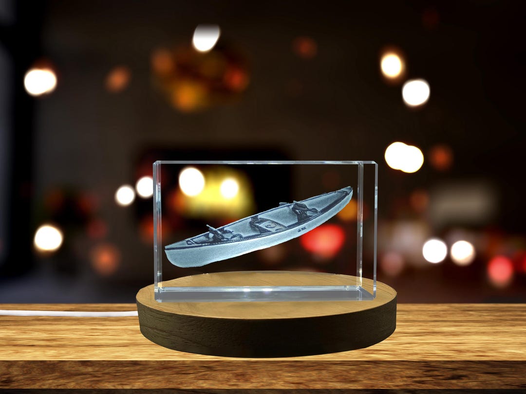 3D Engraved Crystal Canoe Model - Unique Nautical Collectible - Etsy