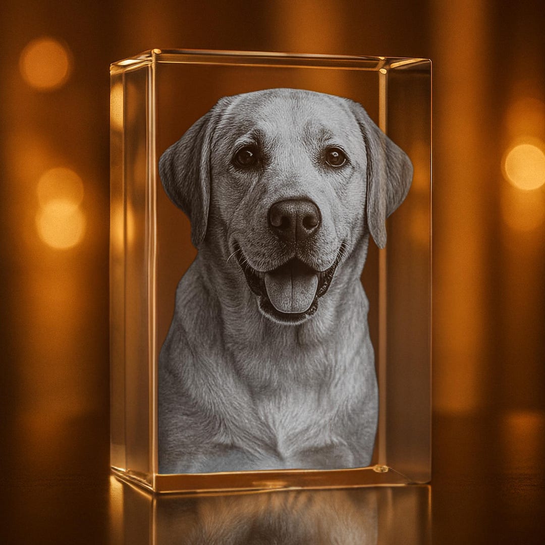 3D Engraved Crystal Pet Photo Gift: Personalized Pet Memorial - Etsy