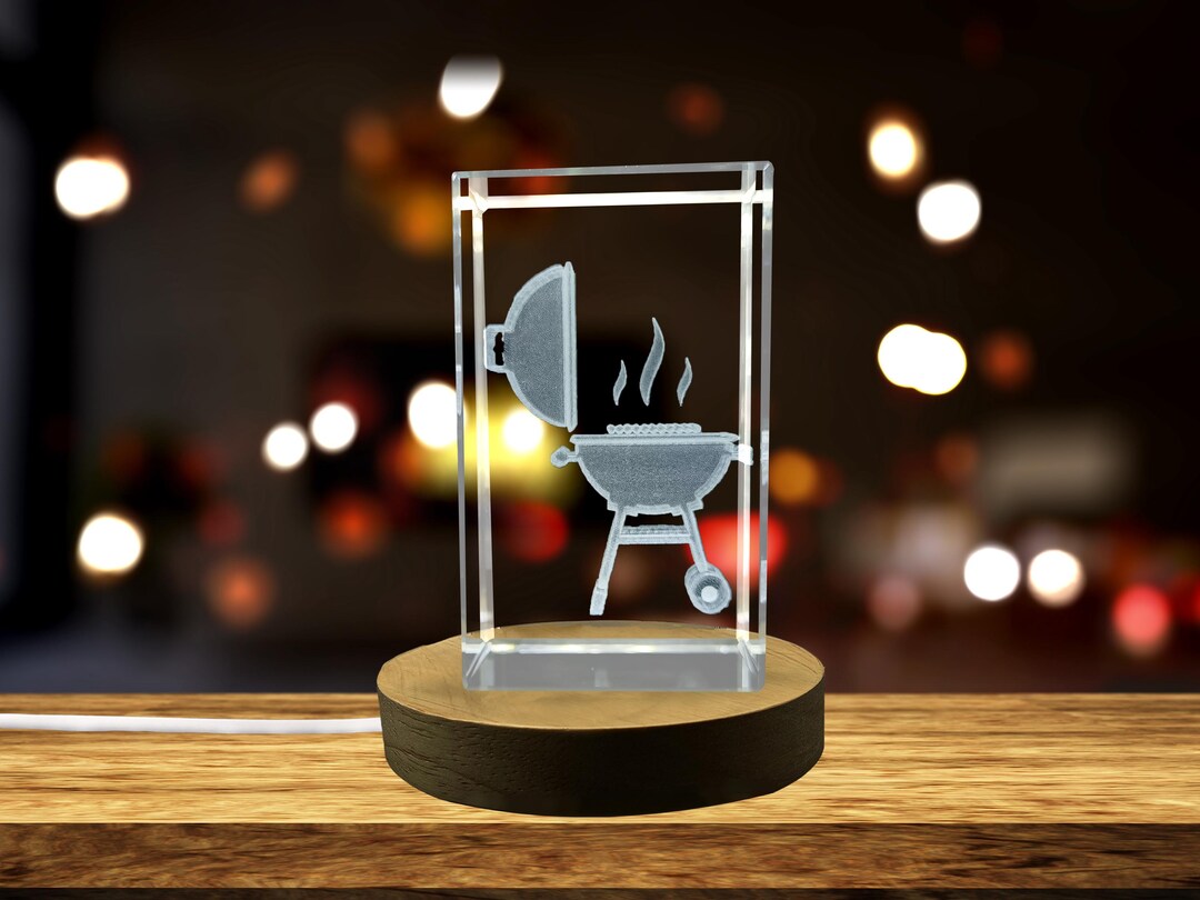 BBQ Grill Plate Crystal Trophy – 3D Engraved Keepsake for Recognition ...