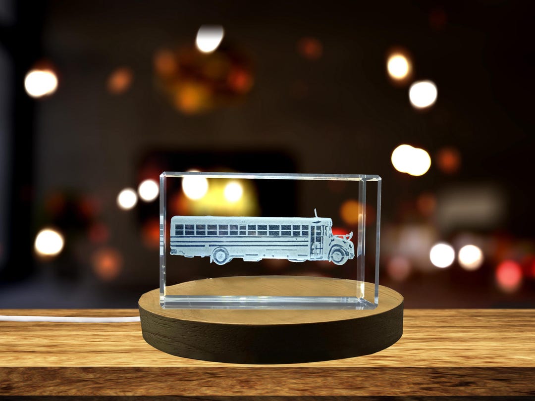 3D Engraved Crystal Bus Model – Vehicle Collectible, Award Trophy ...