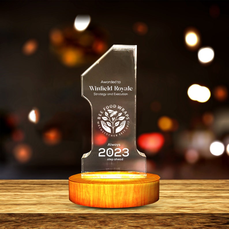 3D Engraved Crystal Number One Award - Employee of the Month - Etsy