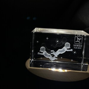 Gemini Zodiac Sign 3D Engraved Crystal Keepsake Gift - Etsy
