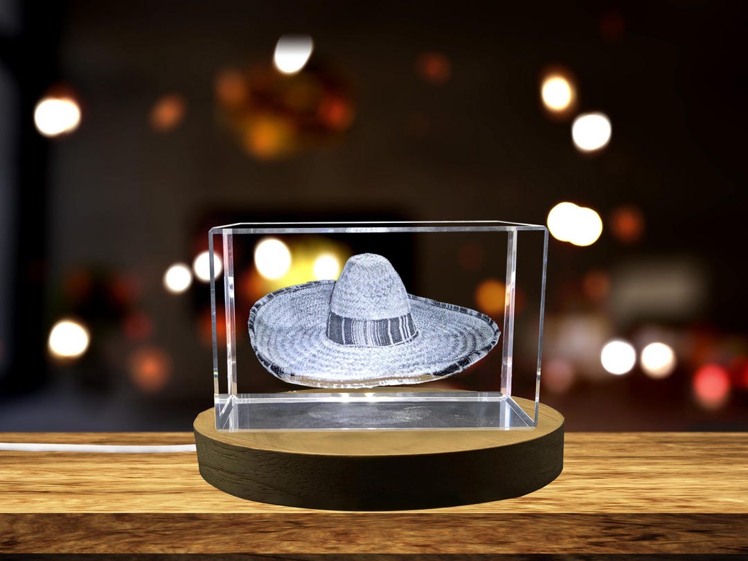 Sombrero Hat 3D Engraved Crystal | Fiesta Style Collectible Trophy Gift ...