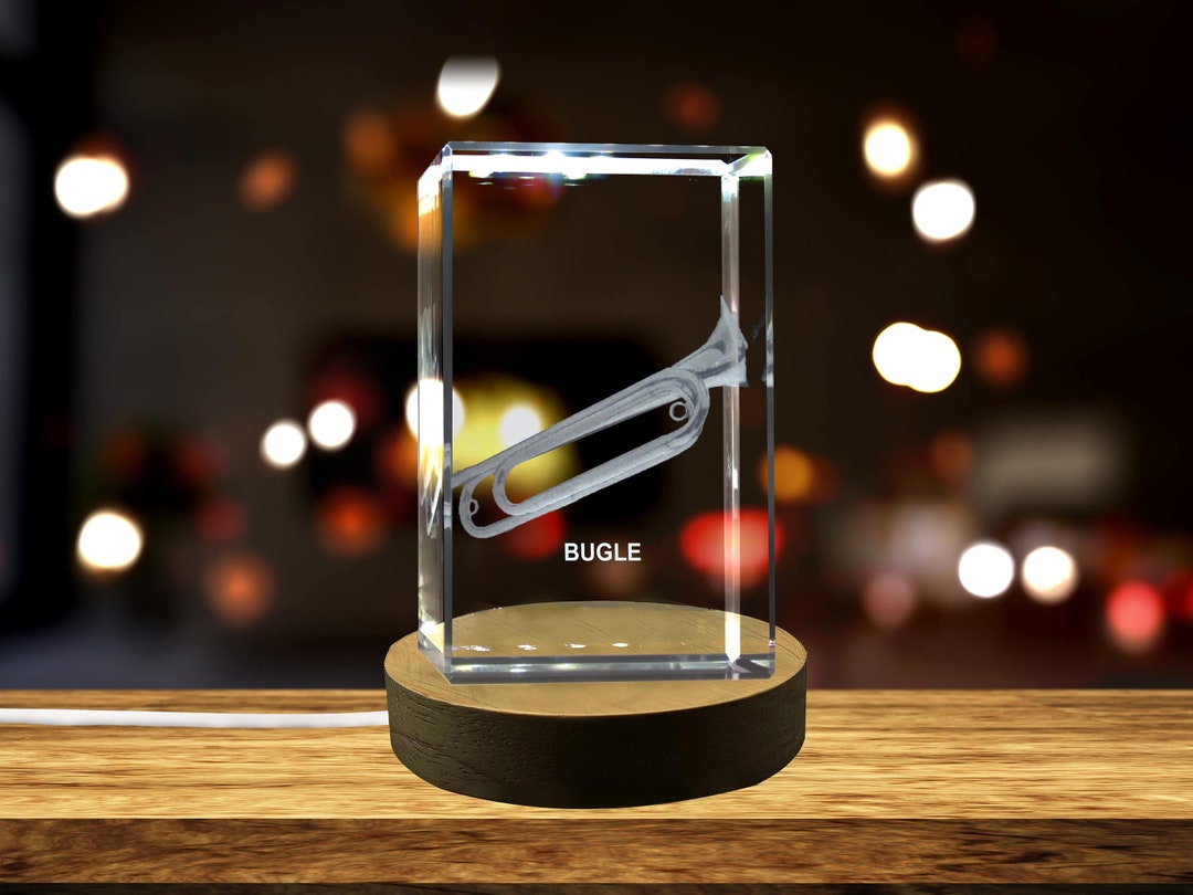 3D Engraved Crystal Bugle: Recognition Keepsake Decor With LED Base - Etsy