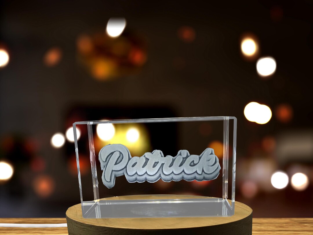 Patrick| Names Art 3D Engraved Crystal - Etsy