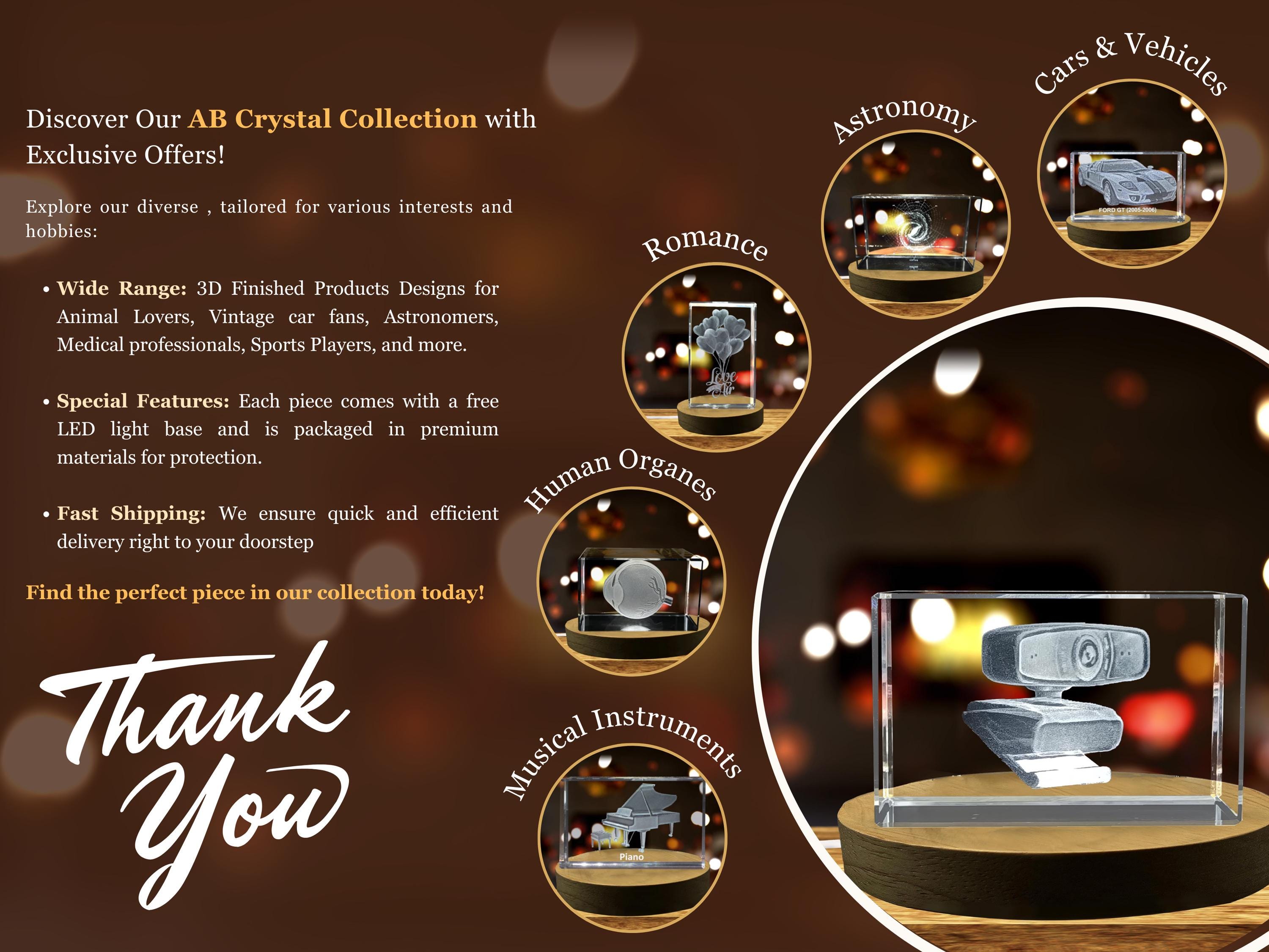 Desktop 3D Engraved Crystal Award – Technology Collection Trophy, LED ...