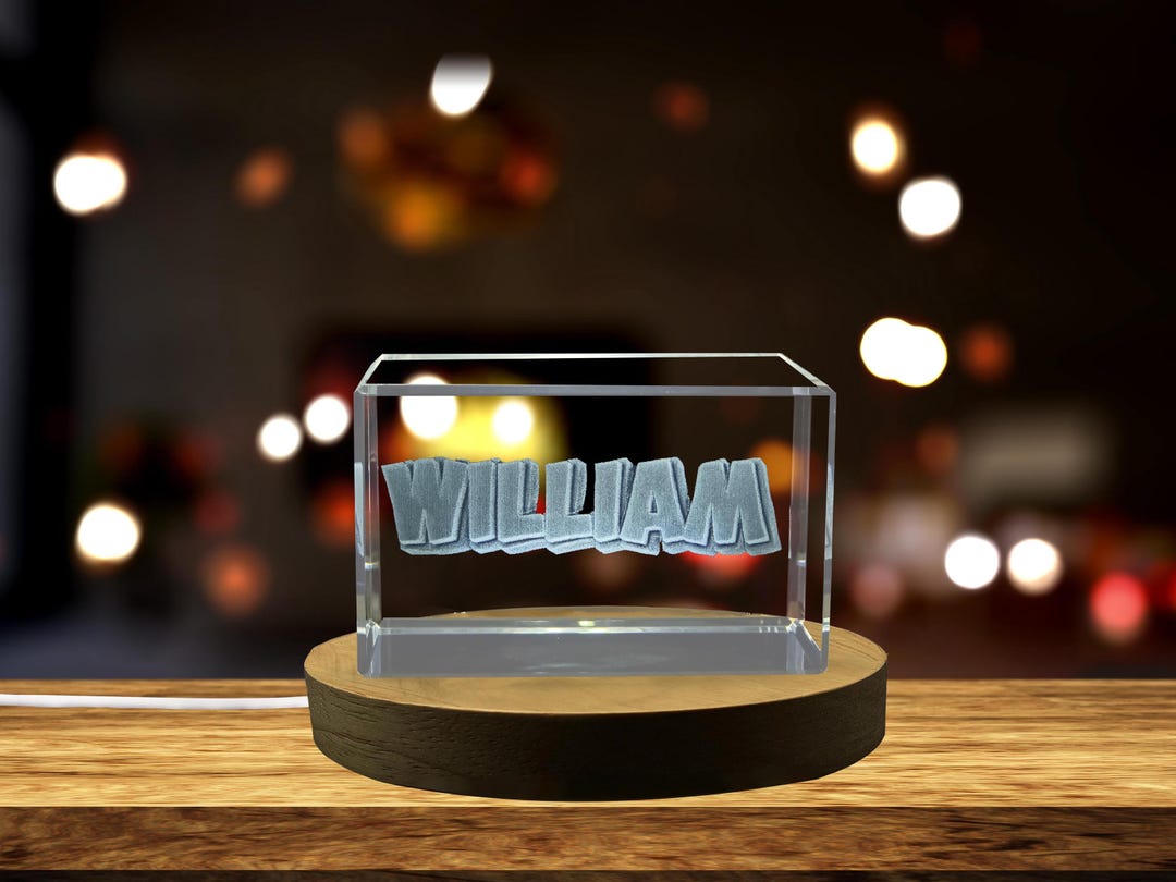 William| Names Art 3D Engraved Crystal - Etsy