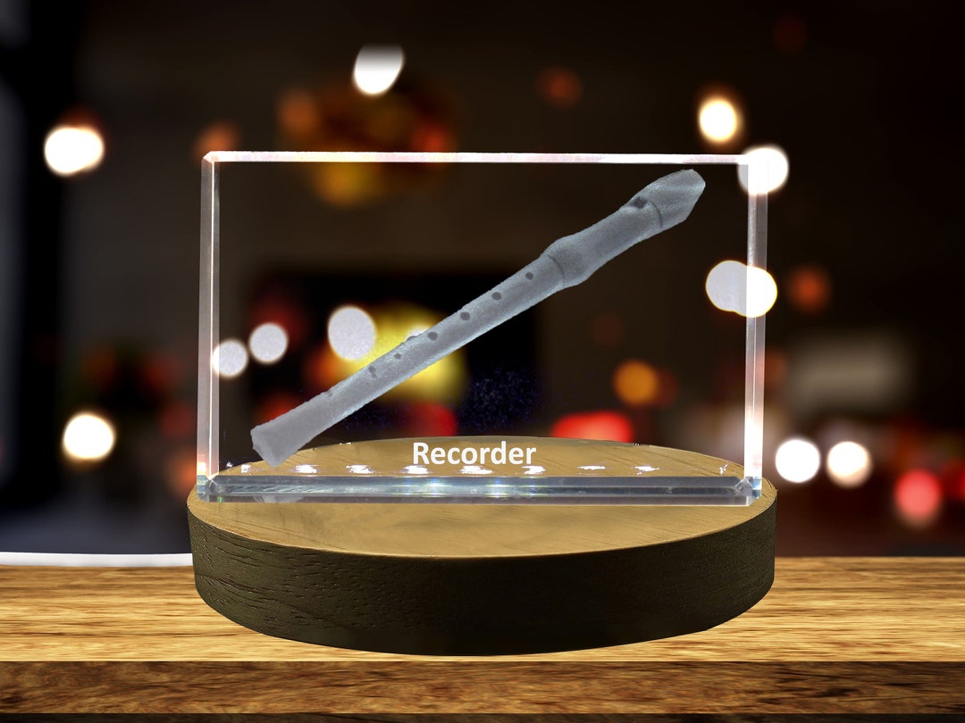 3D Engraved Crystal Recorder: Music Lover Gift, Illuminated Decor - Etsy