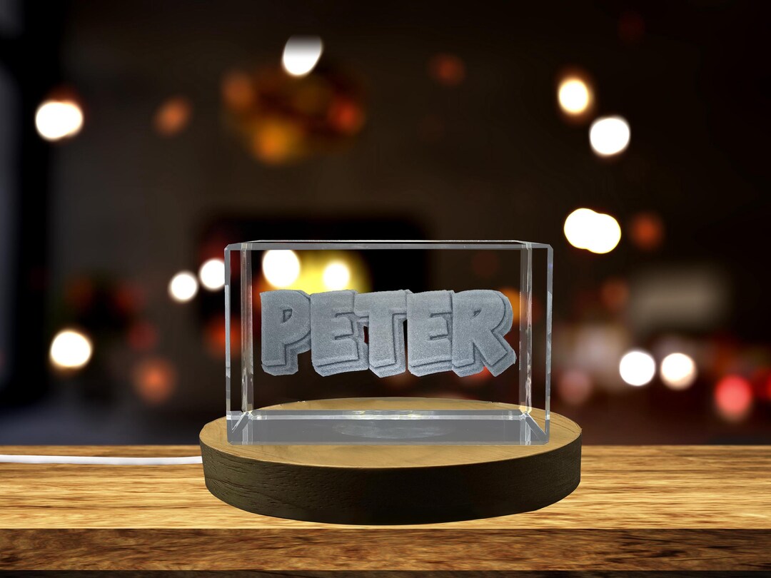 Peter| Names Art 3D Engraved Crystal - Etsy