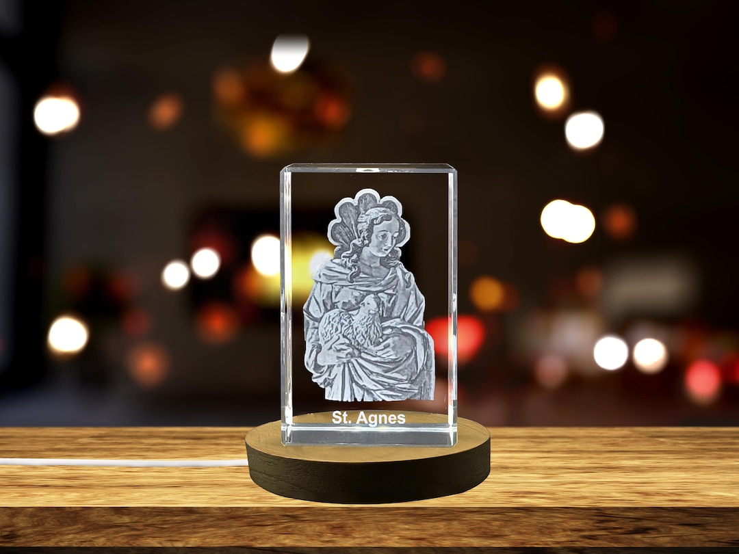 St. Agnes | Patron Saint of Purity Gift | Religious 3D Engraved Crystal ...