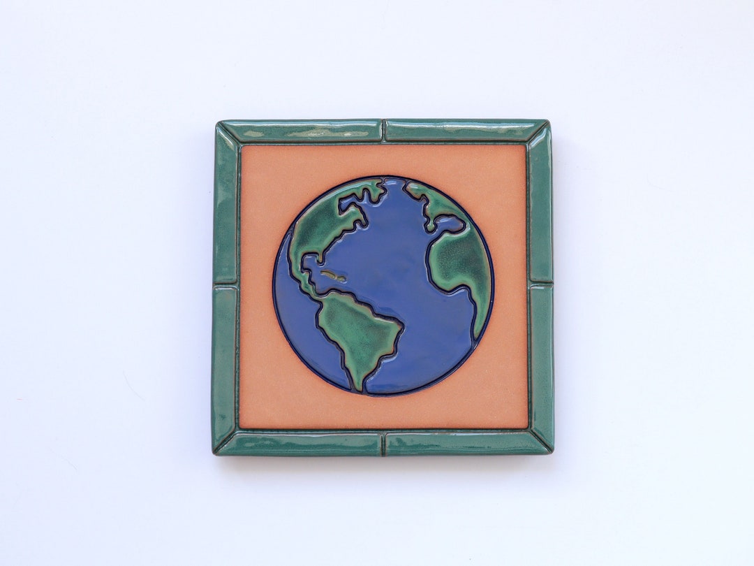 Planet Earth Tile, Ceramic Art Tile, Hand-made Ceramic Wall Hanging - Etsy