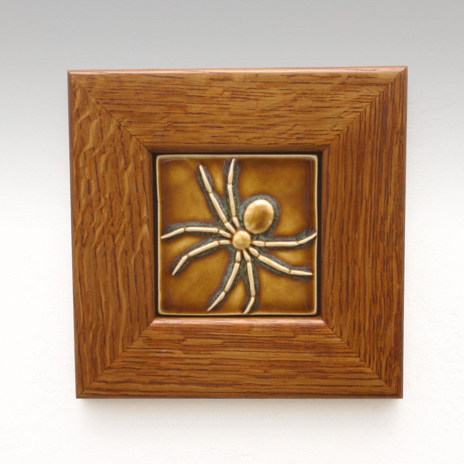 Ceramic Art Tile, Framed Spider Tile, Relief Art Tile, Ceramic Wall Art ...