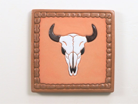 Bison Skull Tile Ceramic Art Tile Hand-made Ceramic Wall - Etsy