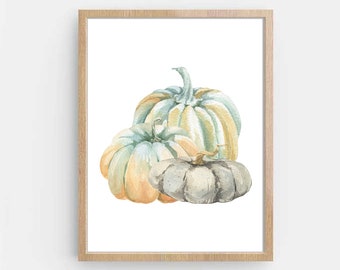 Watercolor Pumpkin Print Fall Printable Wall Art Pumpkin - Etsy