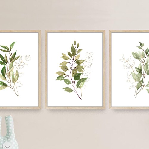 Greenery Prints Art Set of 3 Botanical Printable Wall Art - Etsy