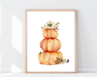 Watercolor Pumpkin Print Fall Printable Wall Art Pumpkin - Etsy