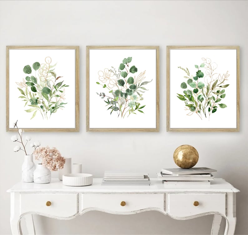 Greenery Prints Art Set of 3 Botanical Printable Wall Art - Etsy