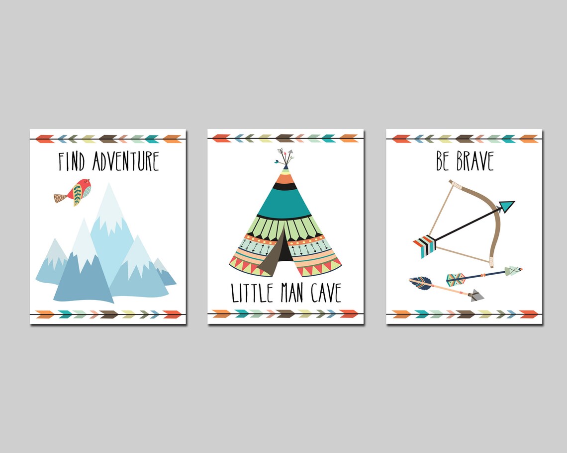 Tribal Woodland Nursery or Playroom Printable Wall Art Little - Etsy