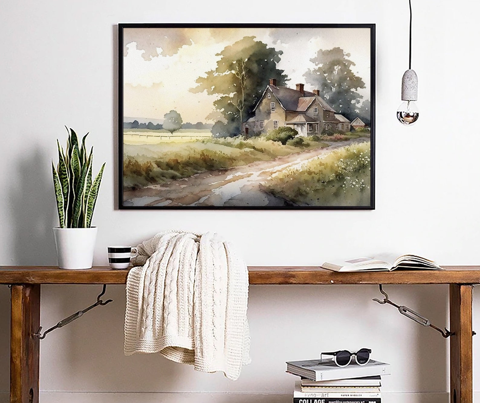 Old Farmhouse Landscape Painting Watercolor Farmhouse - Etsy