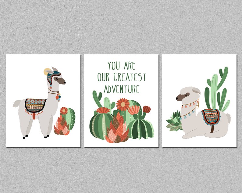 Llama and Cactus Printable Nursery Art Set You Are Our | Etsy