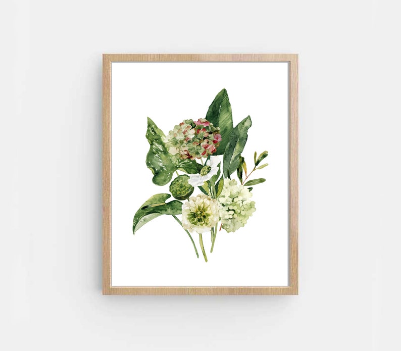 Green Flowers Art Set Tropical Greenery Printable Wall Art | Etsy