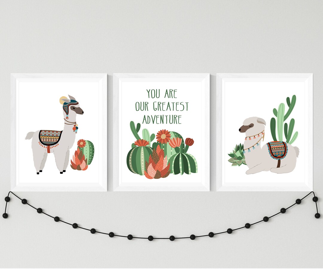 Llama and Cactus Printable Nursery Art Set, You Are Our Greatest ...