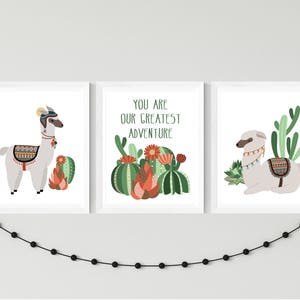 Llama and Cactus Printable Nursery Art Set, You Are Our Greatest ...