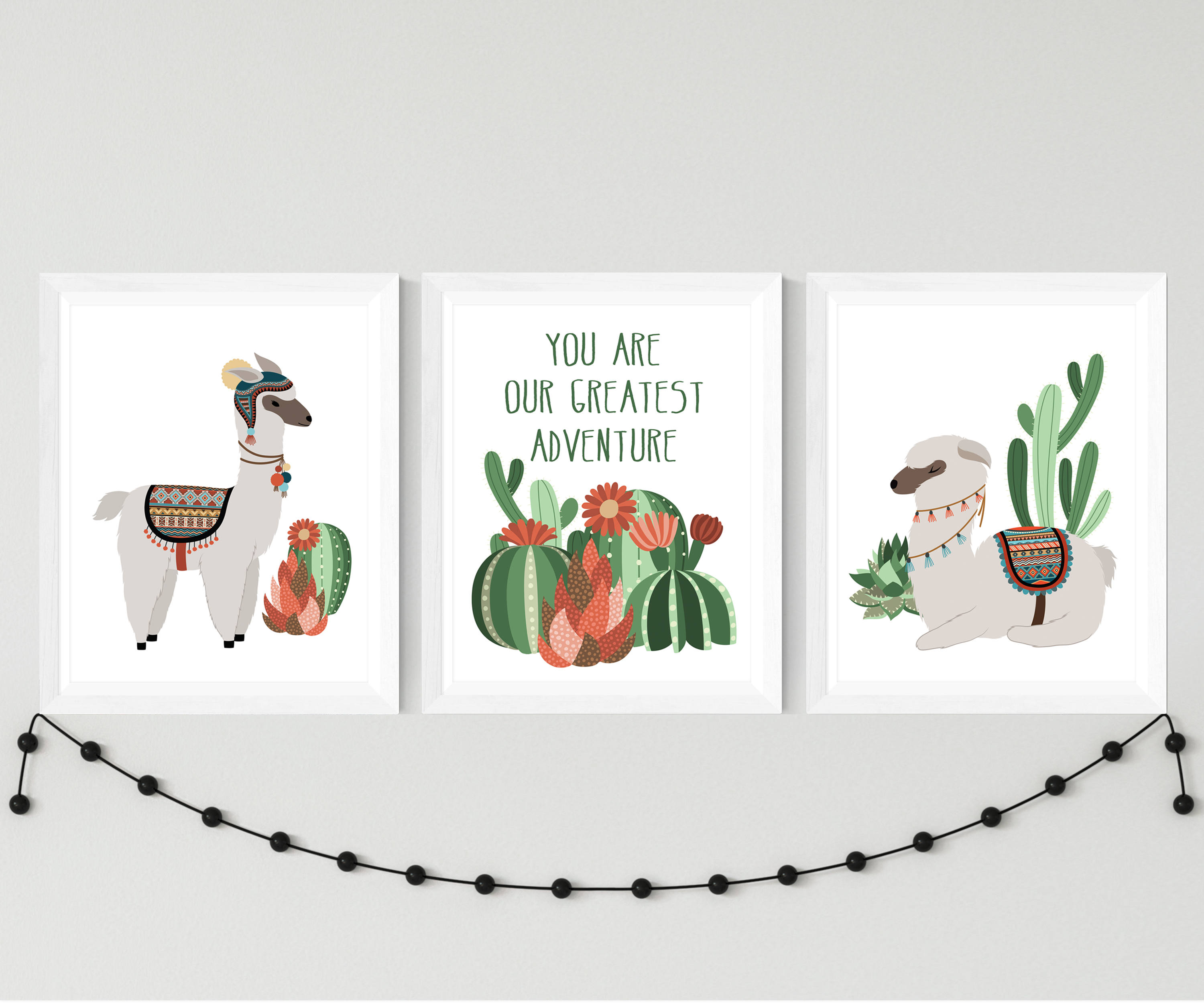 Llama and Cactus Printable Nursery Art Set, You Are Our Greatest ...