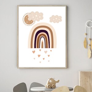 Personalized Nursery Rainbow Giraffe Art Set Printable, Dream Big ...