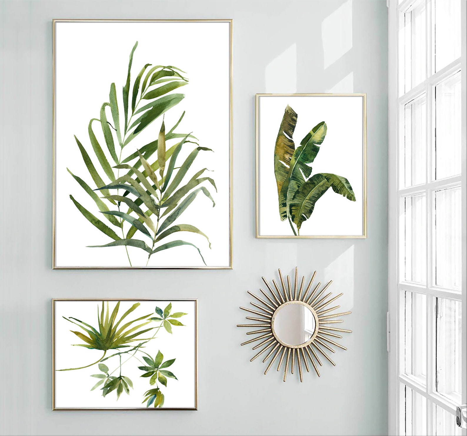Tropical Greenery Prints Art Set of 3 Botanical Printable - Etsy