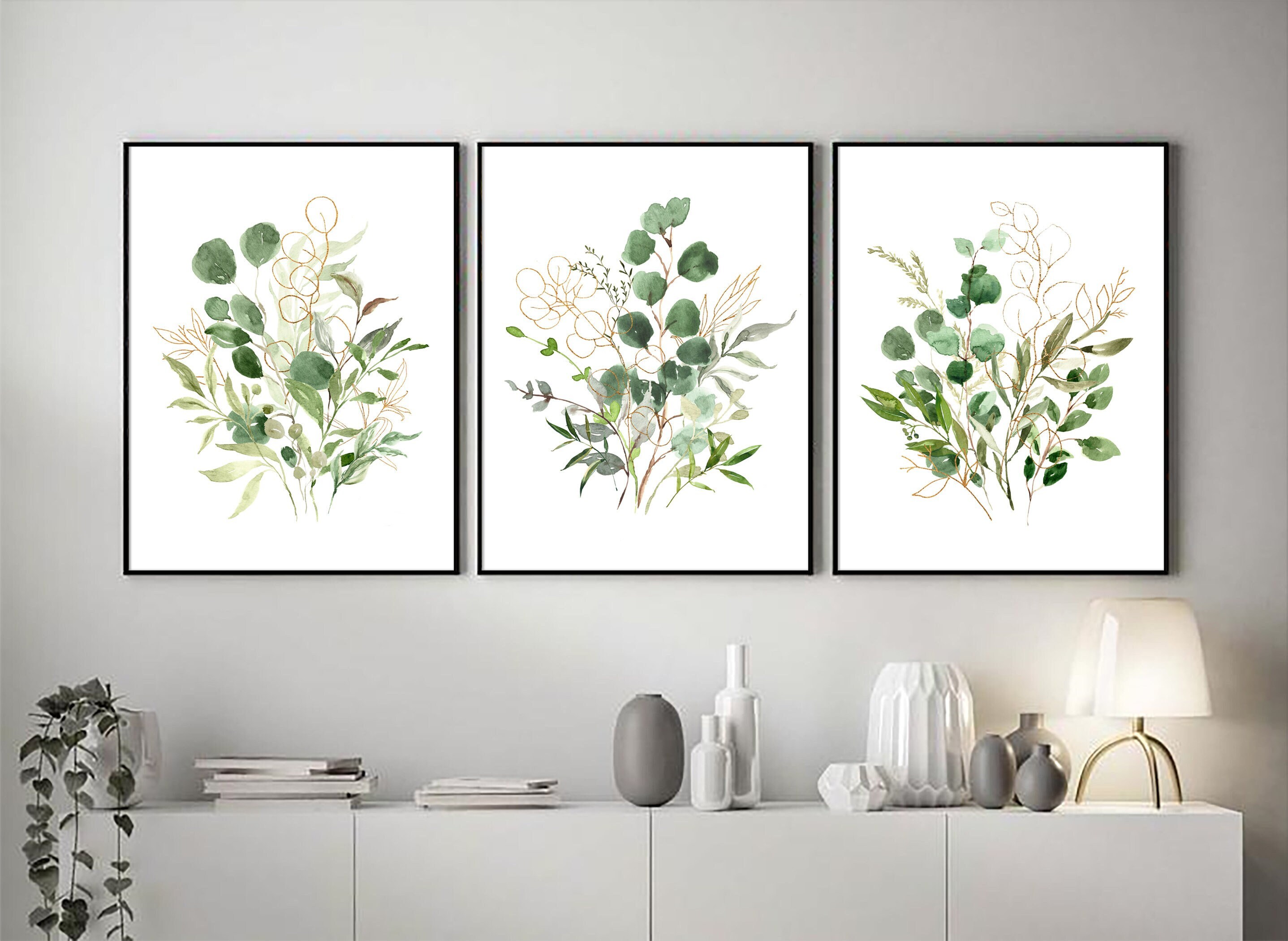 Greenery Prints Art Set of 3, Botanical Printable Wall Art, Download ...