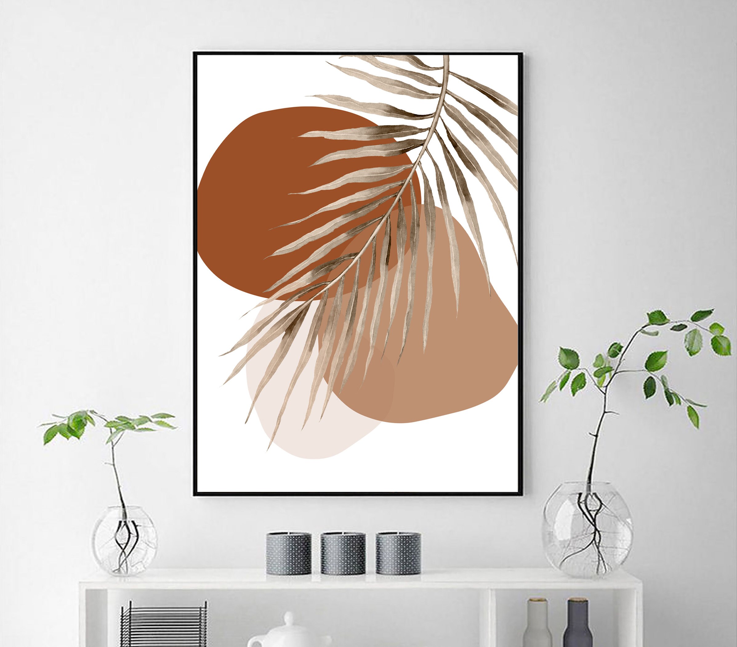 Boho Abstract Art Set Dried Tropical Leaves Art Boho Wall | Etsy