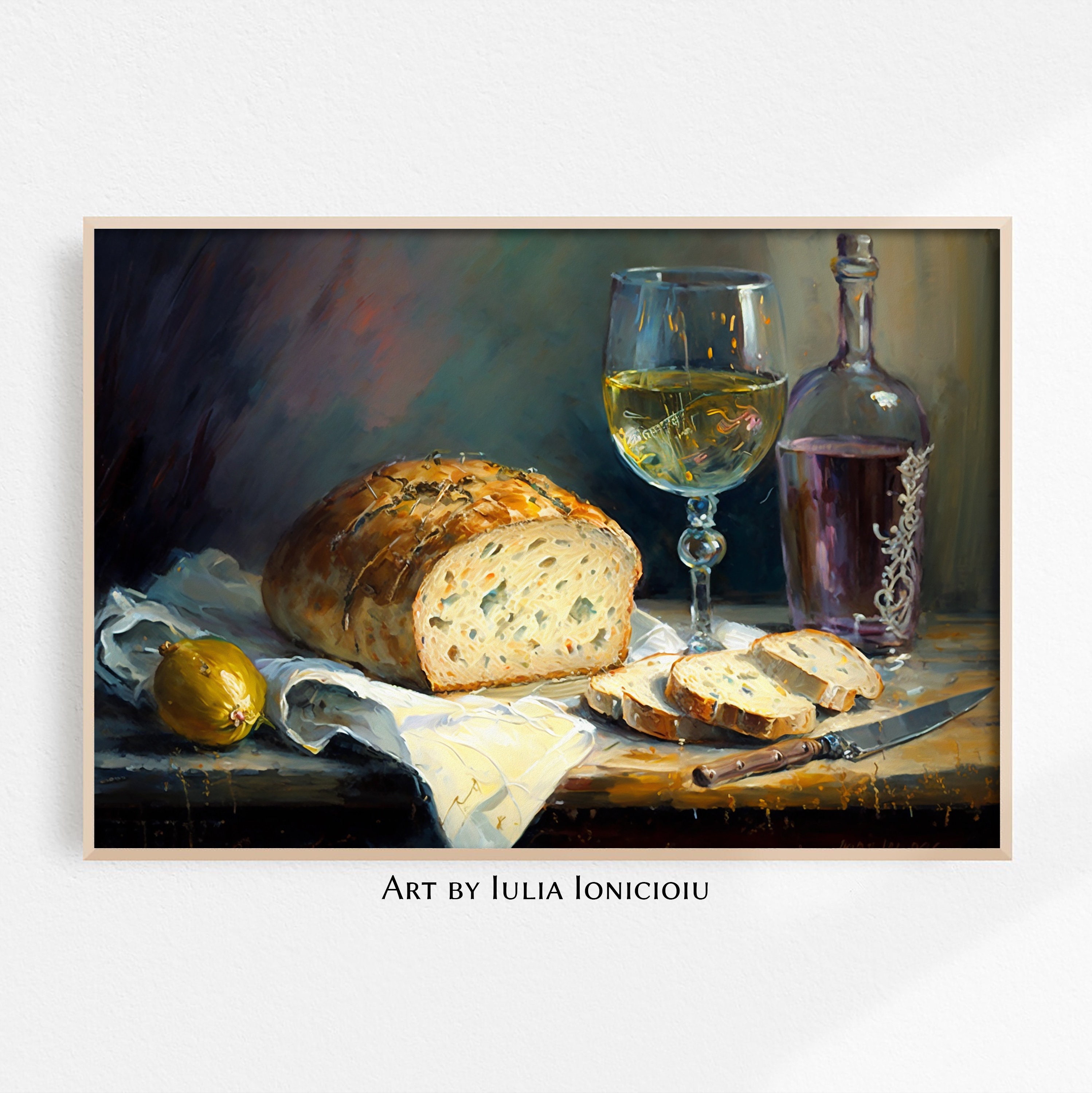 Farmhouse Art Print Italian Rustic Kitchen Painting Bread - Etsy