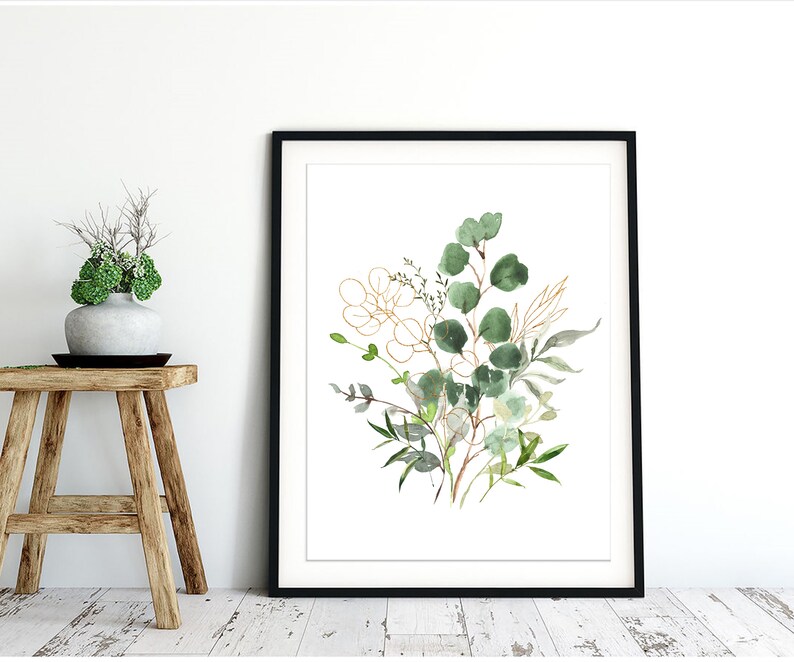 Greenery prints art set of 3 botanical printable wall art | Etsy
