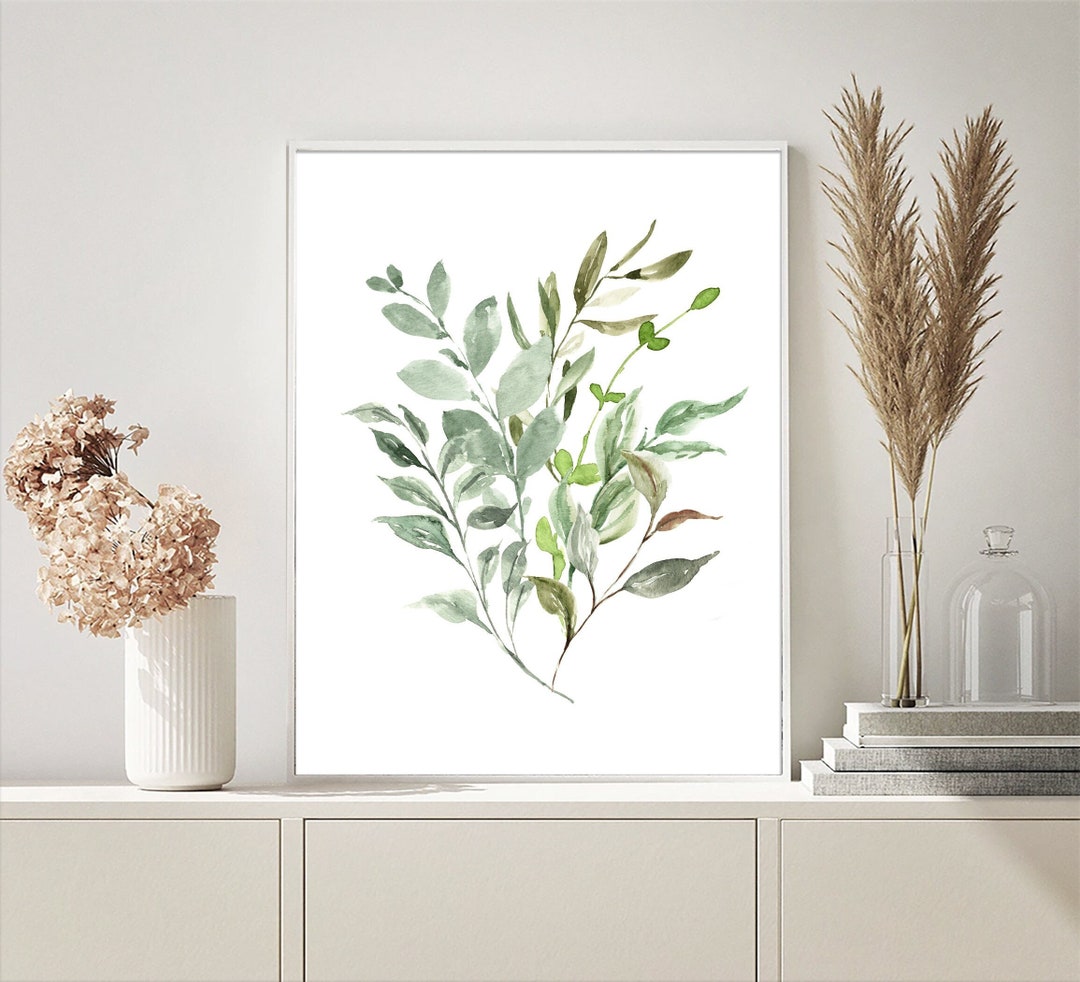 Greenery Art Print, Botanical Printable Wall Art, DOWNLOAD, Leaves Wall ...
