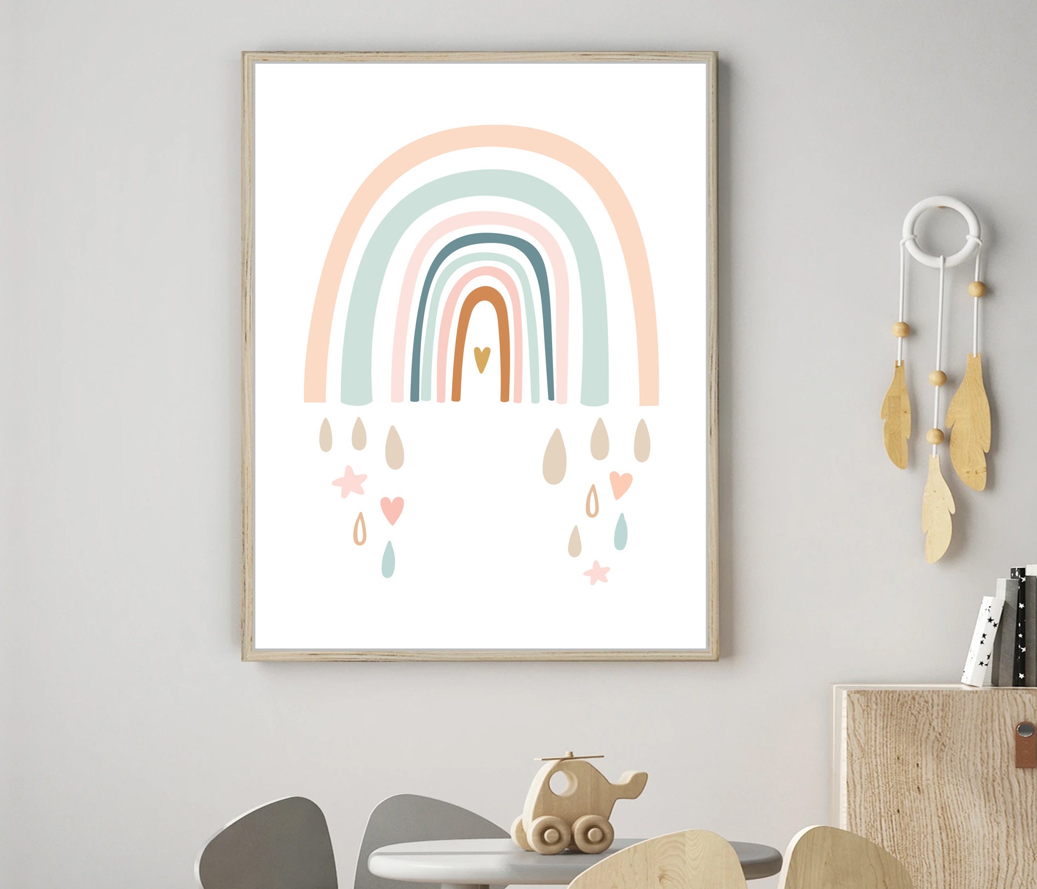 Personalized Nursery Rainbow Bunny Art Set Printable You Are | Etsy