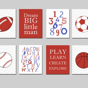 Nursery Boy Room or Playroom Printable Sports Wall Decor Set With ...