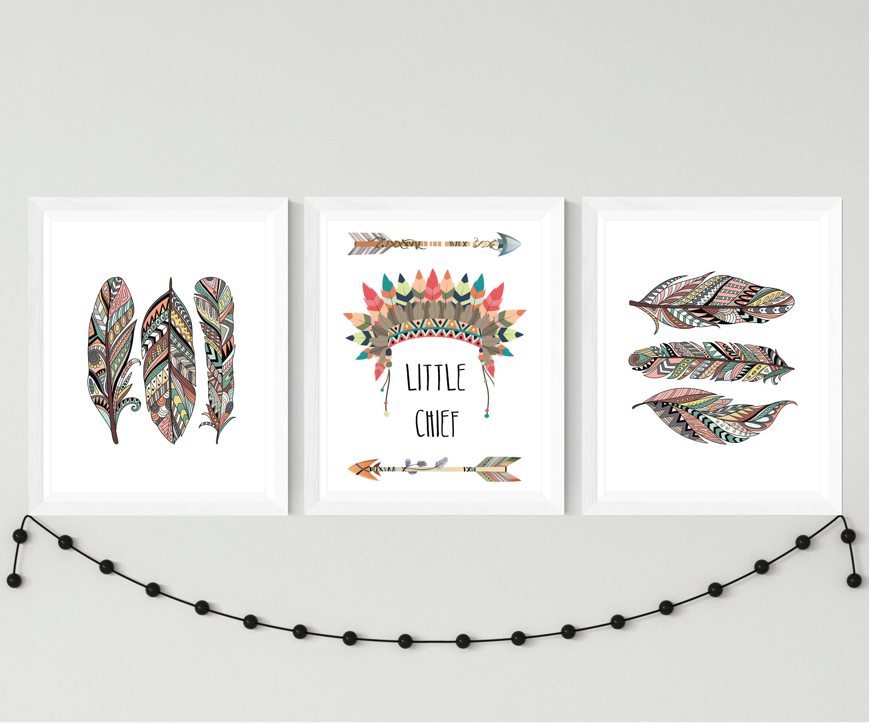 Tribal Woodland Nursery or Playroom Printable Wall Art Little - Etsy
