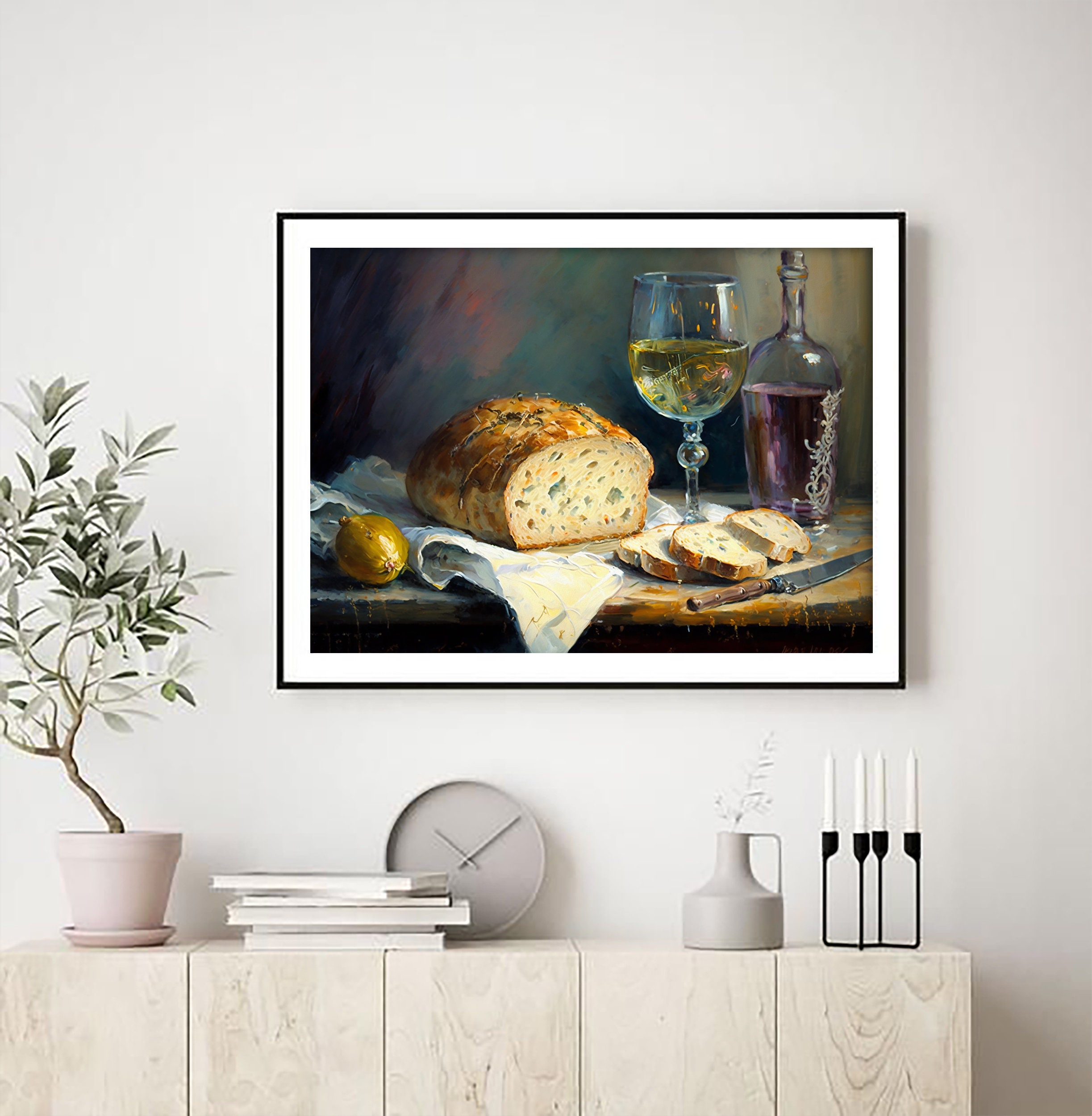 Farmhouse Art Print Italian Rustic Kitchen Painting Bread - Etsy