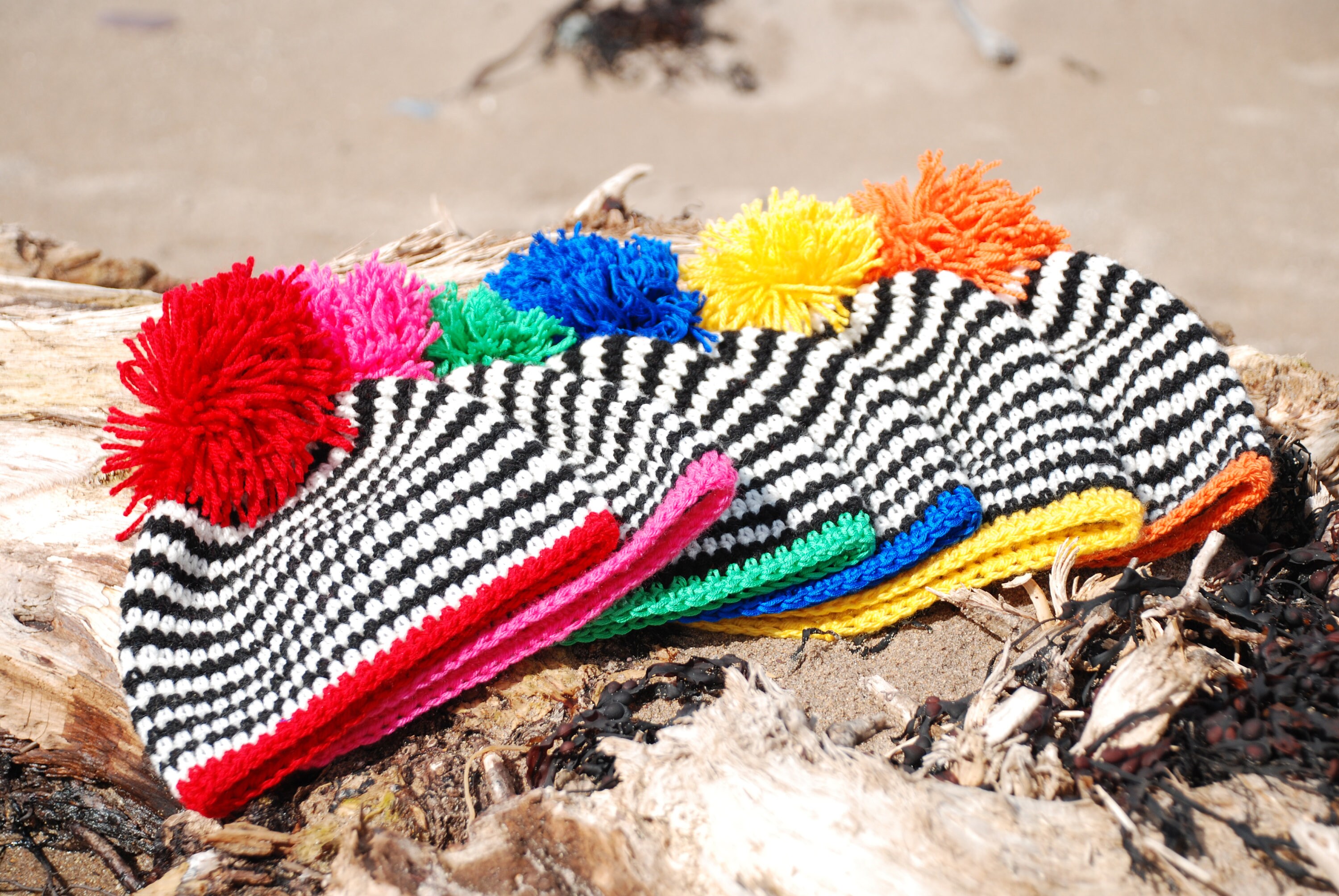 Super Easy and Quick to Whip up Stripe Hat. Monochrome With a Colourful ...